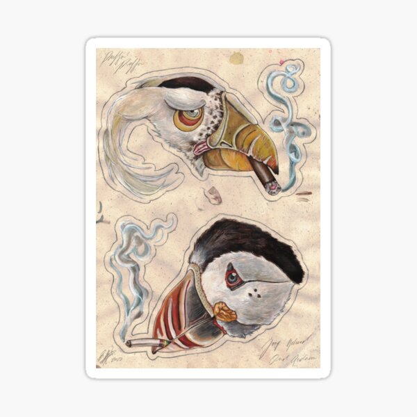 "puffin puffin - smoking puffins- poster- oud geleerd jong gedaan/as ...