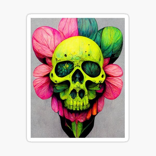 "Neon Skull" Sticker for Sale by HokuKore | Redbubble