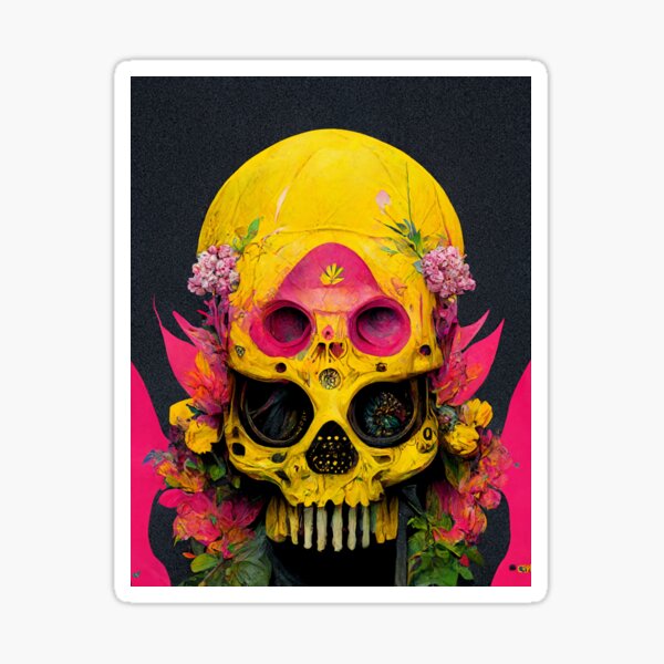 "Neon Skull Stack" Sticker for Sale by HokuKore | Redbubble