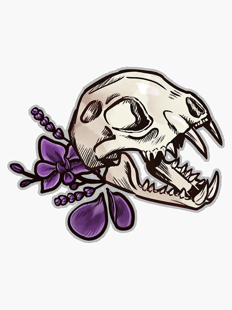 "Cat Skull" Sticker for Sale by Meggera | Redbubble