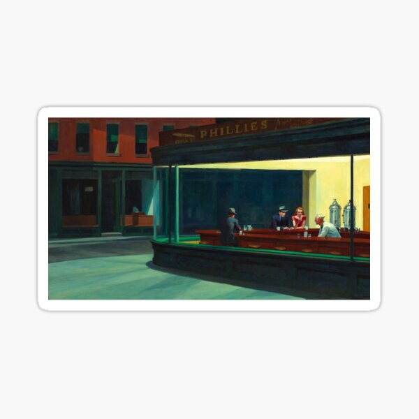 "Nighthawks by Edward Hopper " Sticker for Sale by PaulaGillam | Redbubble