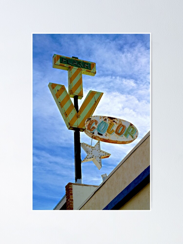 "Retro Neon Color TV Sign with Star" Poster for Sale by SiliconValleyUS ...