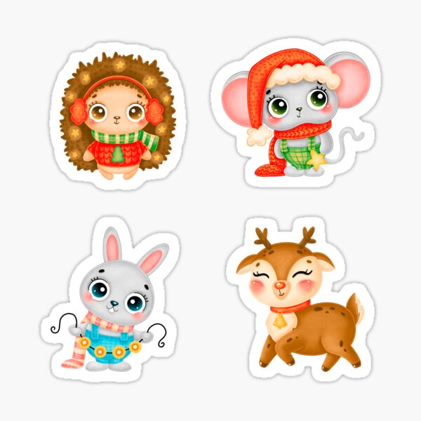 "Cute Christmas Animals Sticker Pack" Sticker for Sale by Sticker ...