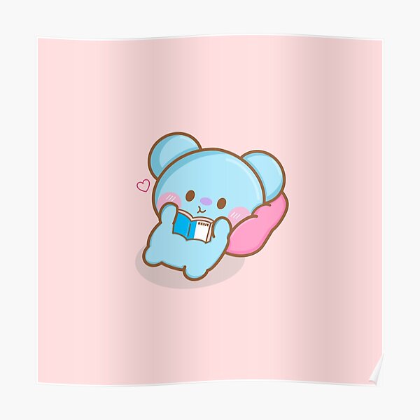 "Cute Kawaii Chibi BTS BT21 character Koya reading a book called RKIVE ...