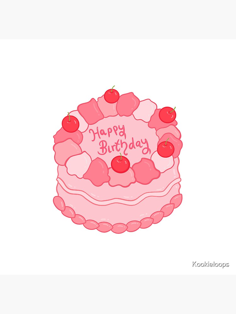 "Pink Happy Birthday Cake " Poster for Sale by Kookieloops | Redbubble