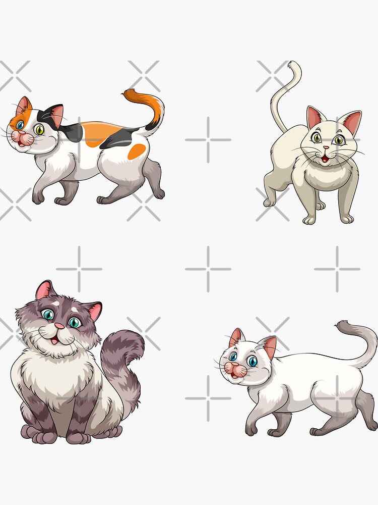 "Cartoon Cats Stickers Pack" Sticker for Sale by Sticker-Palace ...