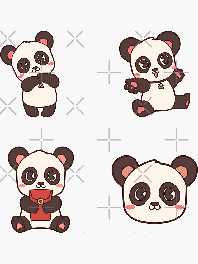 "Cartoon panda bear stickers pack" Sticker for Sale by Sticker-Palace ...