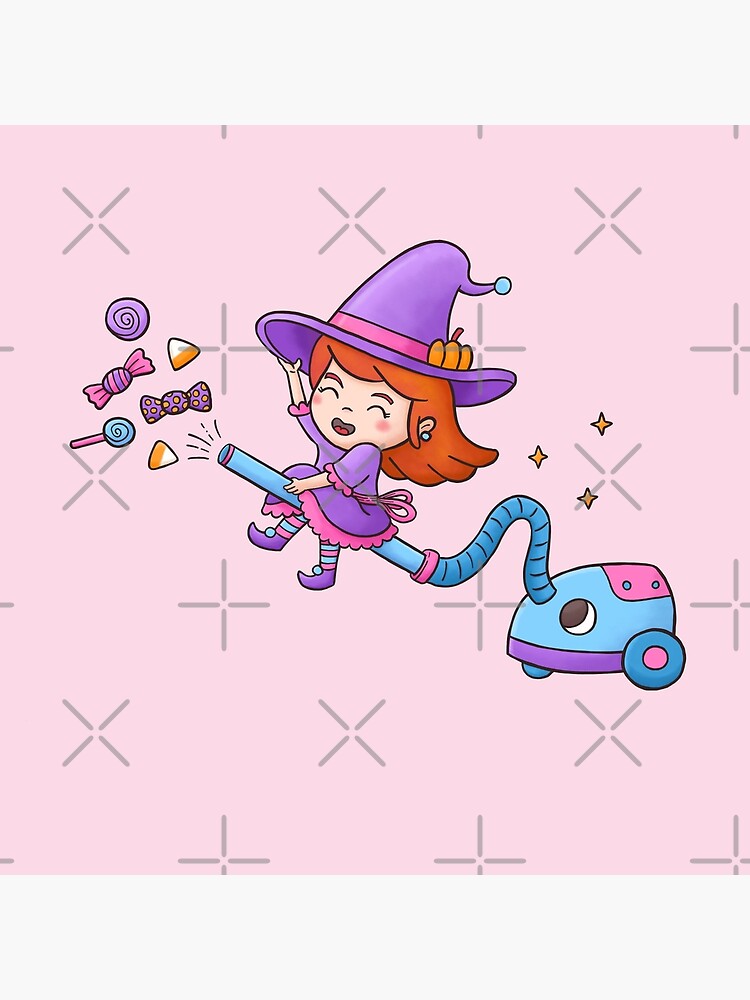 "Little Witch on Magical Vacuum Cleaner" Photographic Print for Sale by ...
