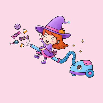 "Little Witch on Magical Vacuum Cleaner" Photographic Print for Sale by ...