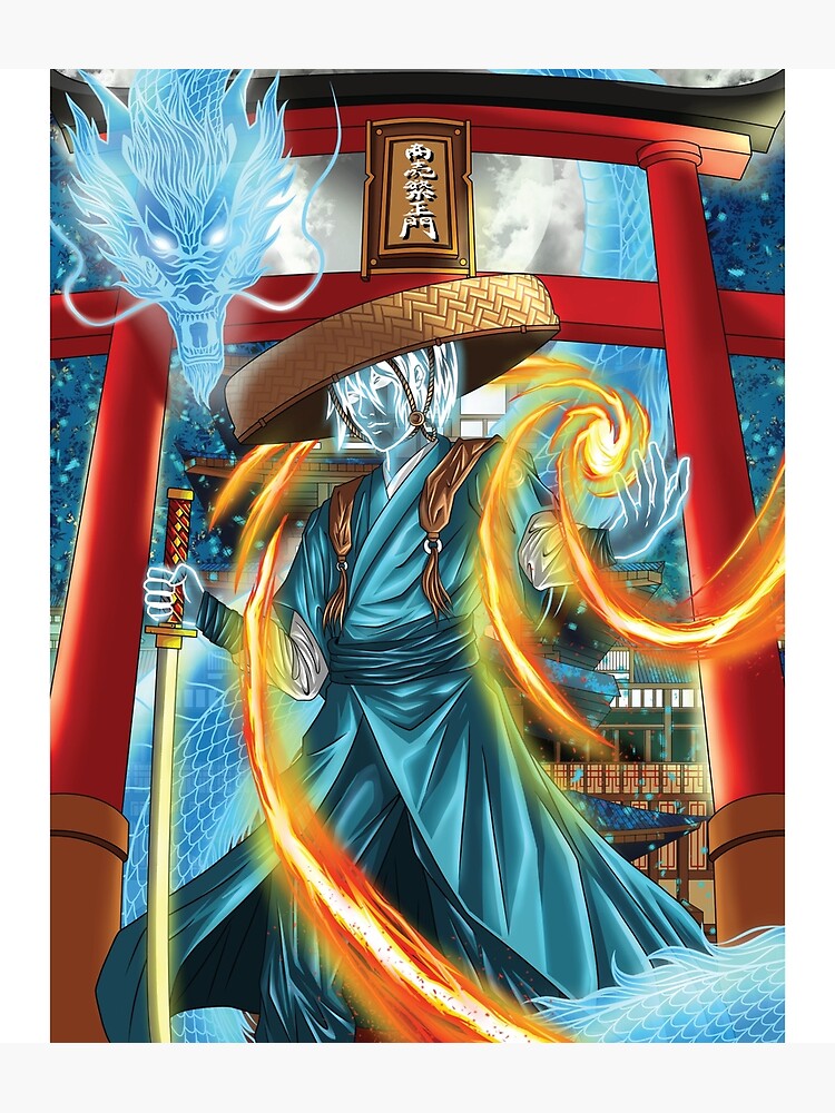 "Blue Samurai Warrior And Dragon Power" Poster for Sale by neonabdrawn ...