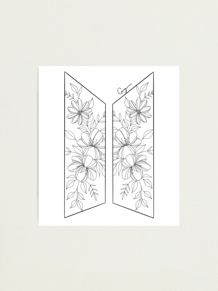 "BTS Floral Logo" Photographic Print for Sale by GummyArtBunny | Redbubble