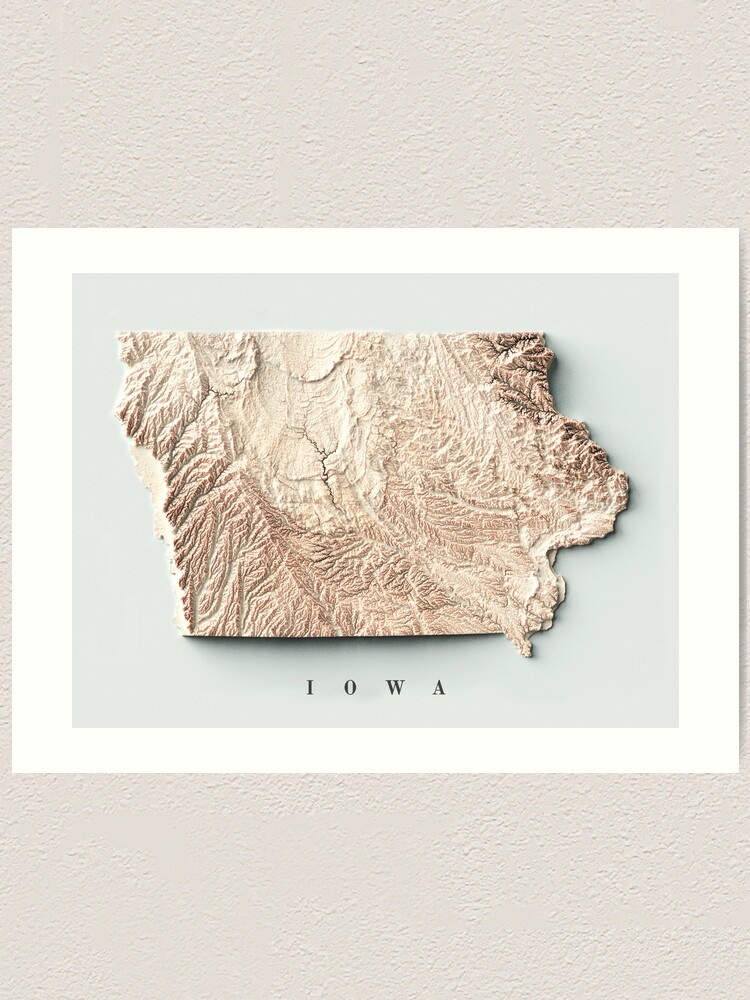 "Iowa Shaded Relief Map 3D digitally-rendered" Art Print for Sale by ...