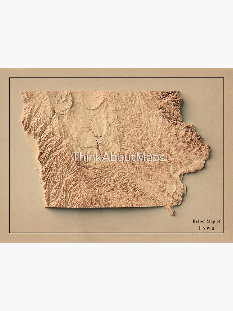 "Iowa Shaded Relief Map 3D digitally-rendered" Art Print for Sale by ...