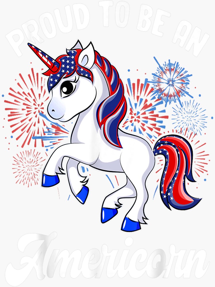 "americorn flag 4th of july patriotic unicorn american pride" Sticker ...