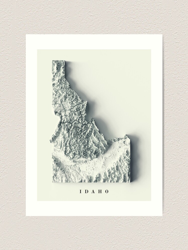 "Idaho Shaded Relief Map 3D digitally-rendered" Art Print for Sale by ...