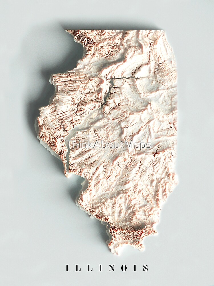 "Illinois Shaded Relief Map 3D digitally-rendered" Poster for Sale by ...