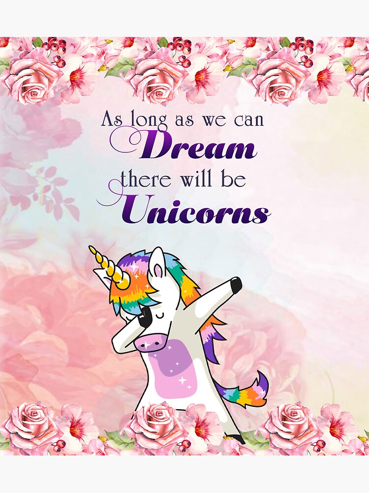 " Dream Unicorn and flower background watercolor" Sticker for Sale by ...