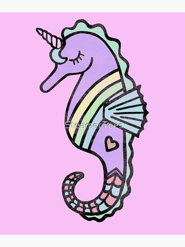 "Unicorn Seahorse - Cute" Canvas Print for Sale by SteamerTees | Redbubble