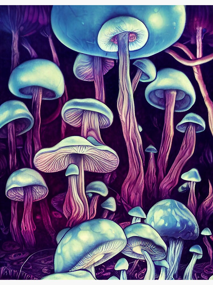 "Purple Mushrooms - Illustrated Beautiful Foresty Shrooms" Sticker for ...