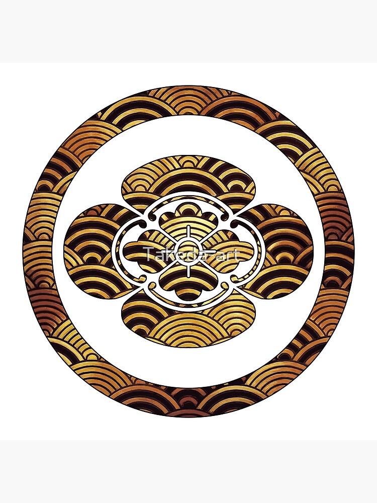 "Maruni Mokko Kamon in Gold Seigaiha Pattern" Art Print for Sale by ...