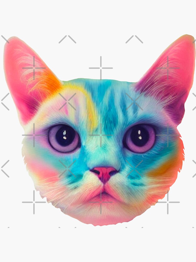 "Colorful Cat Face" Sticker for Sale by LaraWonderland | Redbubble