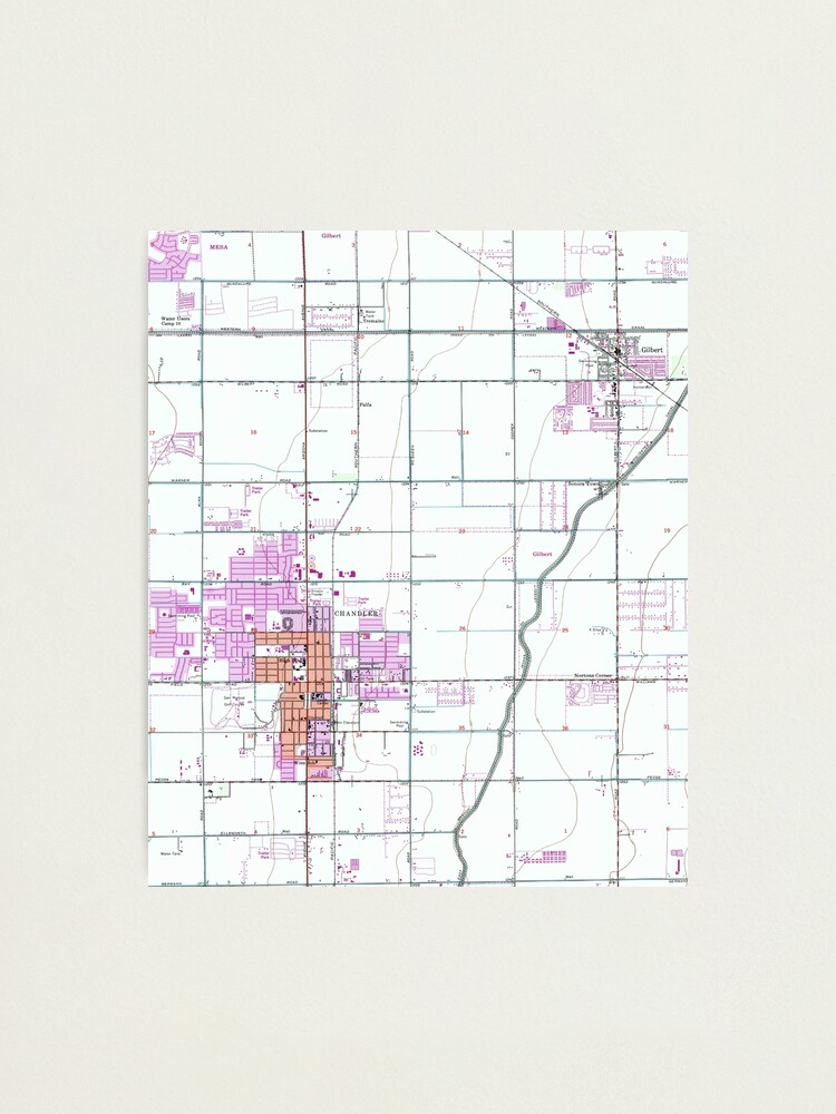 "Vintage Map of Chandler & Gilbert Arizona (1952)" Photographic Print ...