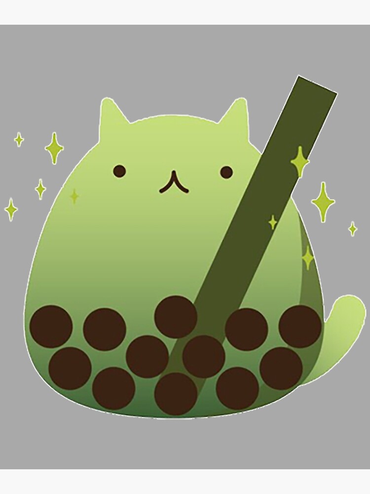 "Matcha Green Cat Boba" Poster for Sale by CoreyWyatt | Redbubble