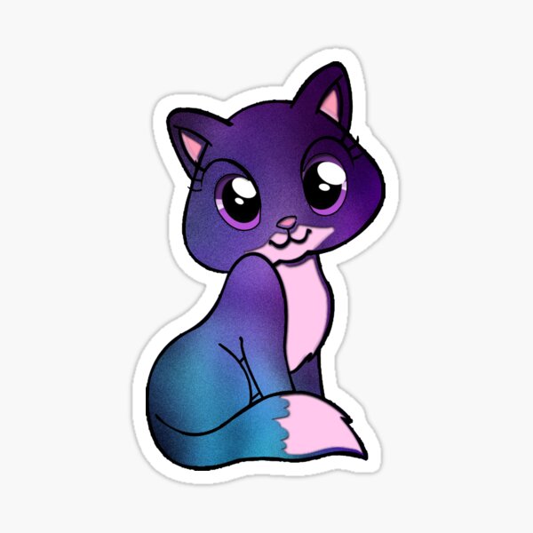 "Cute Purple & Blue Kitty Cat Artwork" Sticker for Sale by JadeRyder ...