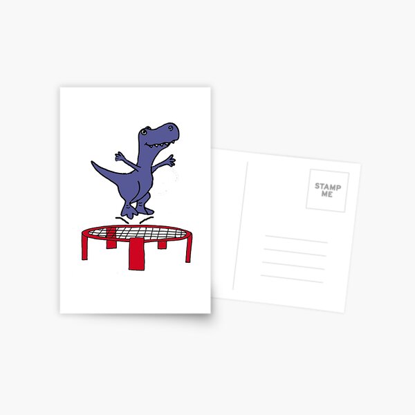 "Funny T-Rex Dinosaur on Trampoline Art" Postcard for Sale by ...