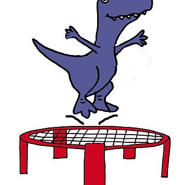 "Funny T-Rex Dinosaur on Trampoline Art" Postcard for Sale by ...
