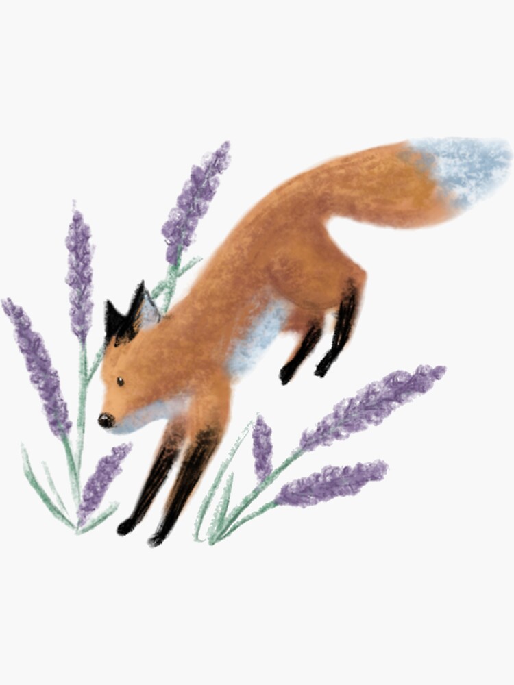 "Jumping Lavender Fox" Sticker for Sale by Windsweptartco | Redbubble