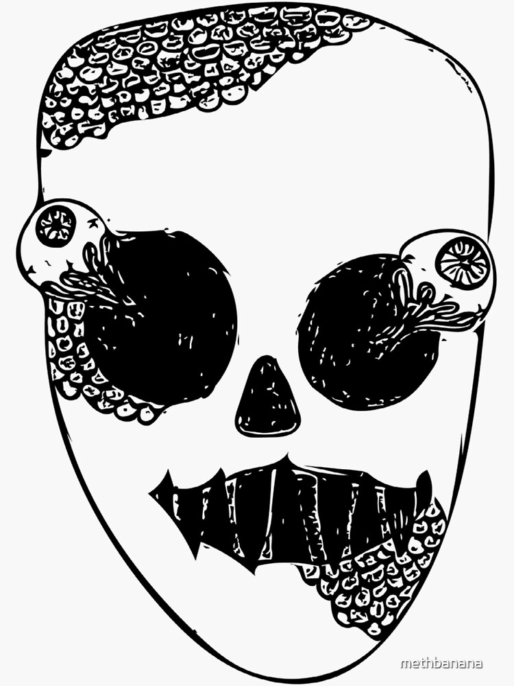 "Scaly Skull Demon With Bulging Eyes Sketch" Sticker for Sale by ...