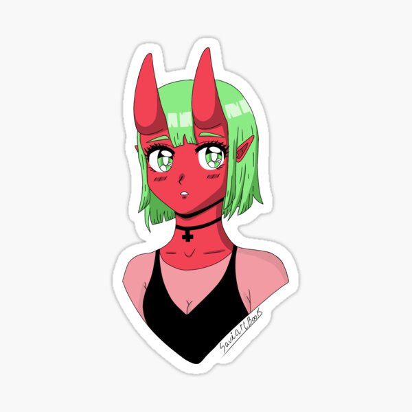 "Demon Girl" Sticker for Sale by SaviartBook | Redbubble
