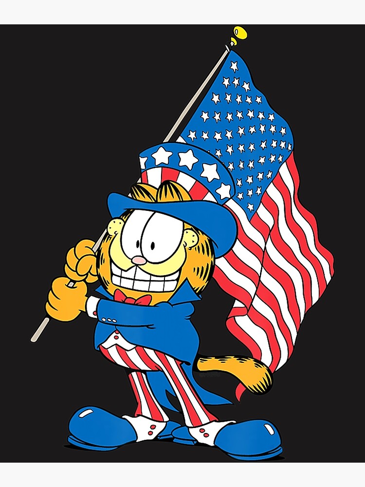 "Garfield Holding USA Flag " Poster for Sale by hurnetollb | Redbubble