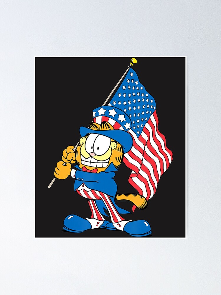 "Garfield Holding USA Flag " Poster for Sale by hurnetollb | Redbubble