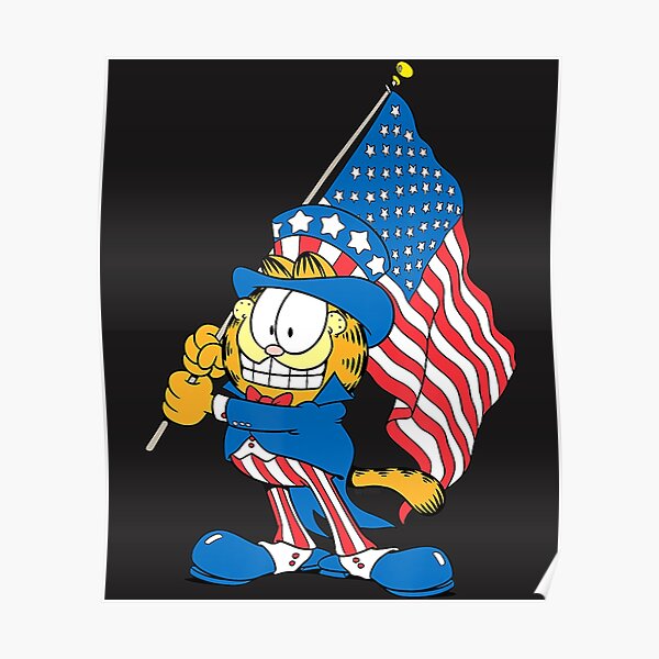 "Garfield Holding USA Flag " Poster for Sale by hurnetollb | Redbubble
