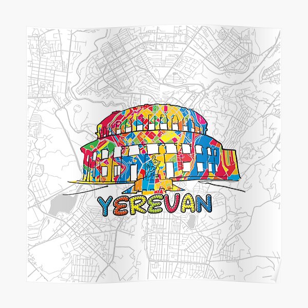 "Yerevan, Armenia Colorful Map Sign" Poster by hebstreit | Redbubble