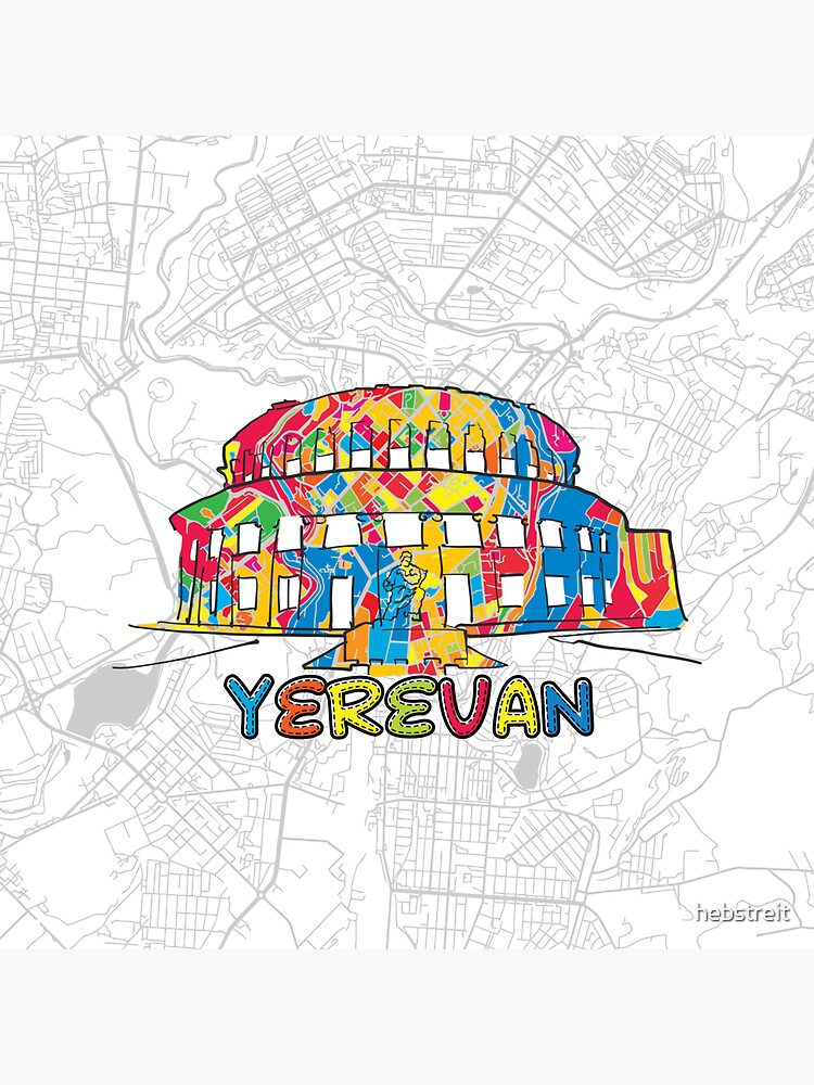 "Yerevan, Armenia Colorful Map Sign" Sticker for Sale by hebstreit ...