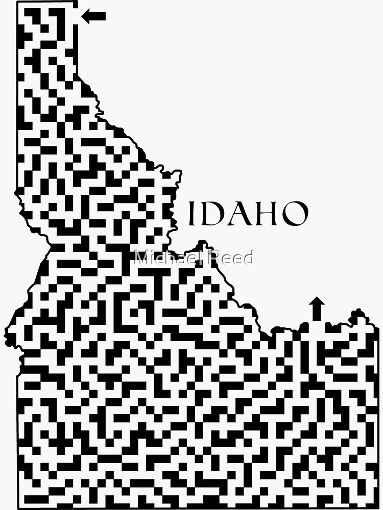 "Idaho State Outline Maze & Labyrinth" Sticker for Sale by gorff ...