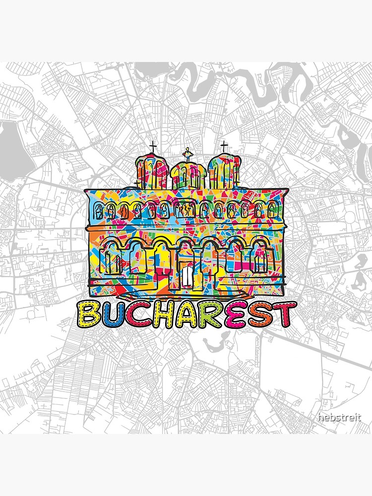 "Bucharest, Romania, Colorful Map Sign" Poster for Sale by hebstreit ...
