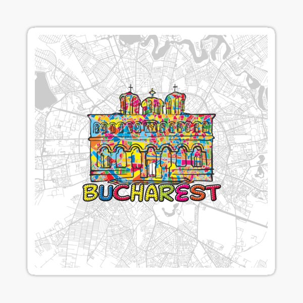 "Bucharest, Romania, Colorful Map Sign" Sticker by hebstreit | Redbubble