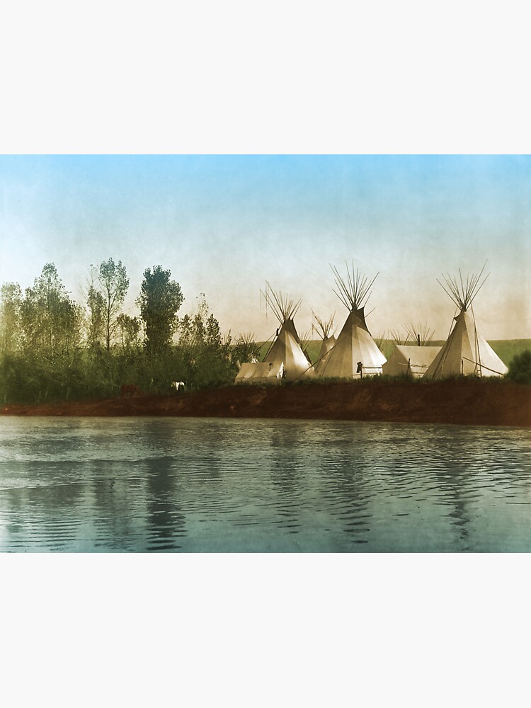 "Crow Indian Tipi Camp on the Rivers Edge" Sticker for Sale by ...