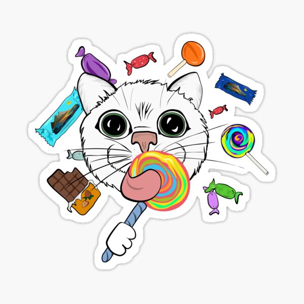"cat sweet tooth " Sticker for Sale by Mikolasha | Redbubble