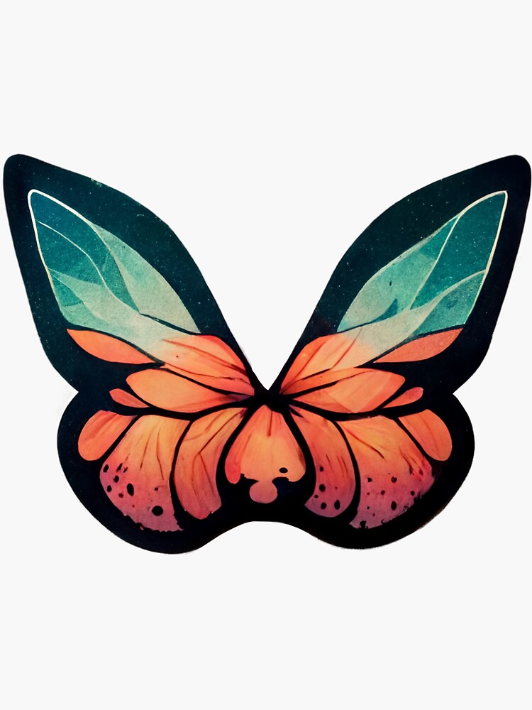 "Fragmented orange and green butterfly wings" Sticker for Sale by ...