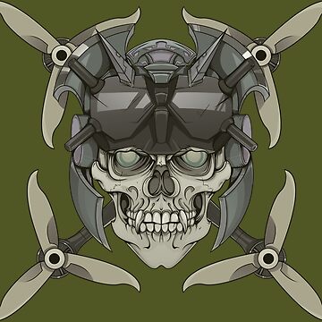 "Drone & Skull - Khaki Version" Sticker for Sale by KwaddStore | Redbubble
