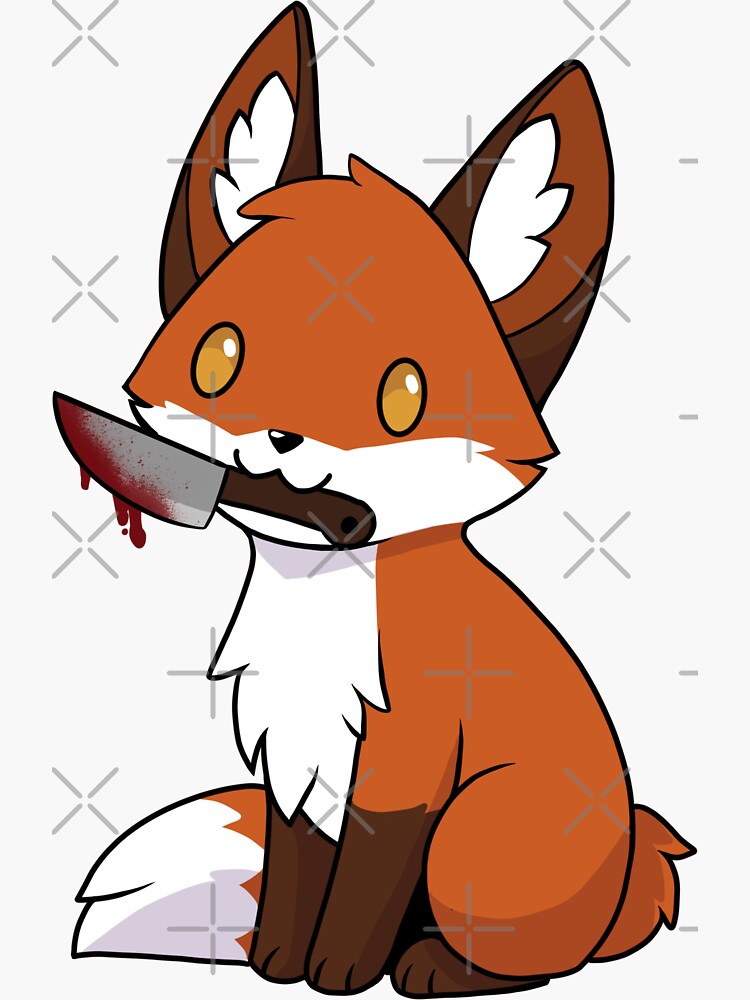 "Fox with a knife bloody" Sticker for Sale by storm-fox-art | Redbubble
