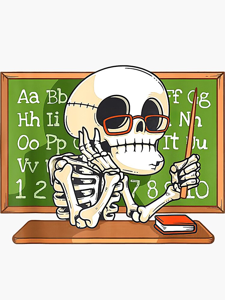 "Skeleton Teacher funny cute halloween creepy vintage" Sticker for Sale ...