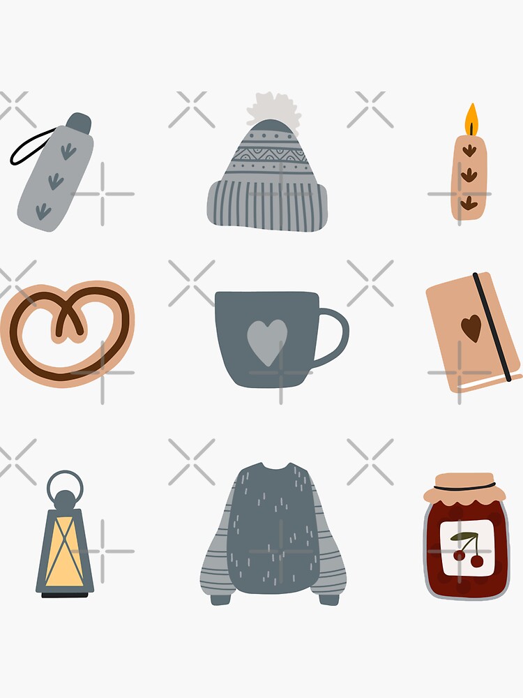 "Hygge Scandi Fall Sticker set " Sticker for Sale by Nakikej | Redbubble