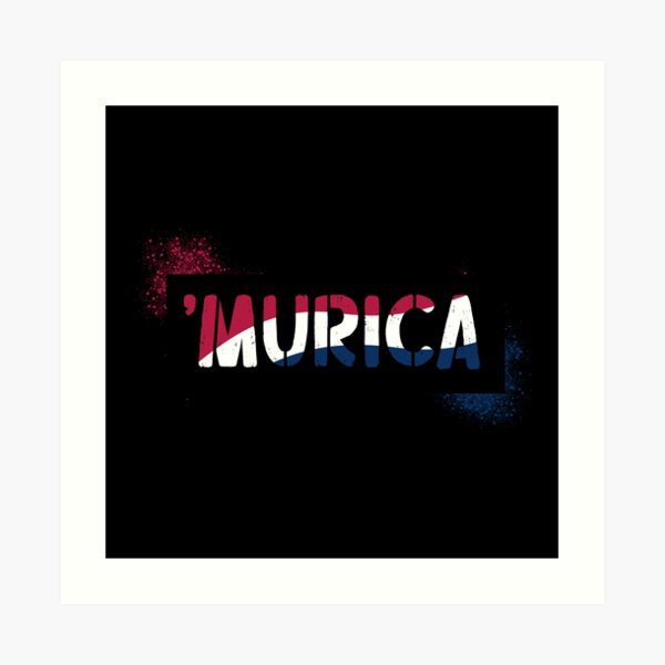 "Cool 'Murica Quote in Stencil Brush Font Red White and Blue Color" Art ...