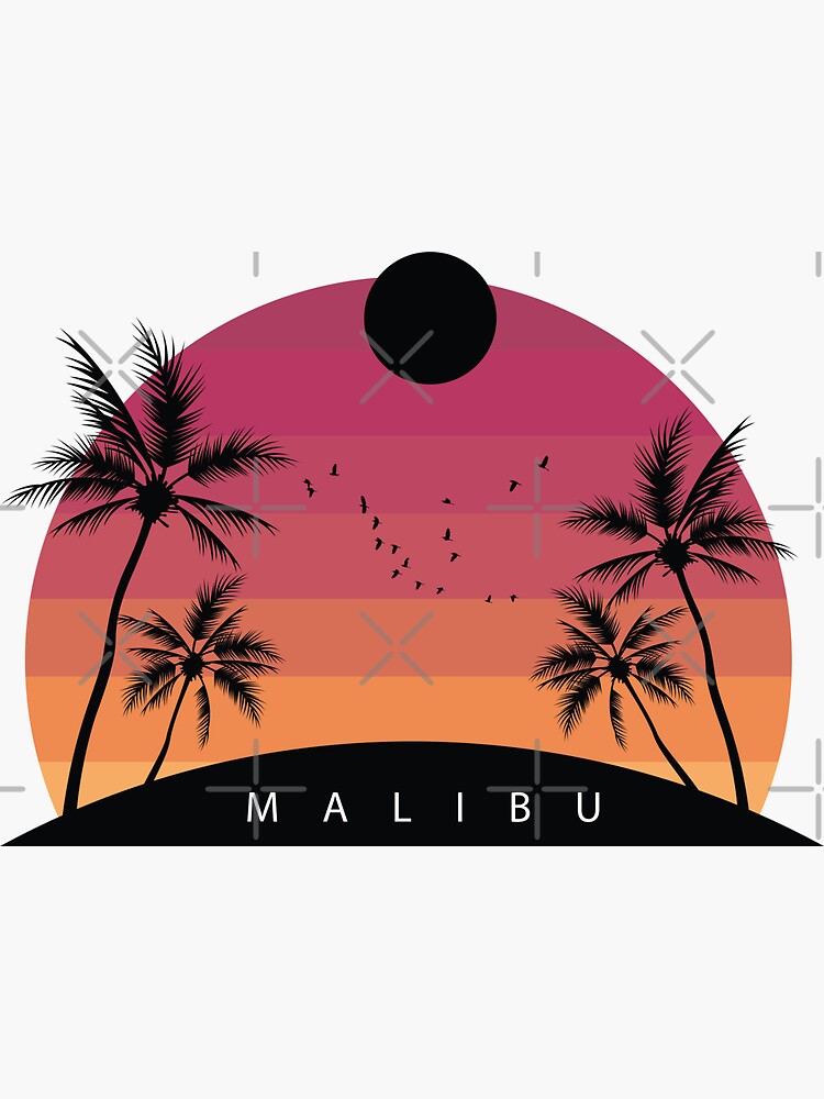 "Malibu " Sticker for Sale by vectar369 | Redbubble